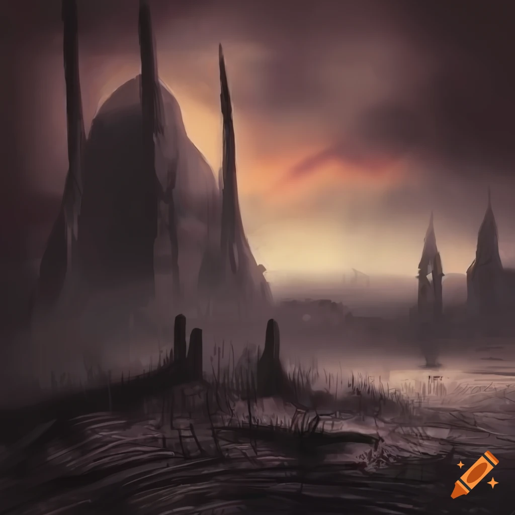 Hr giger-inspired silent hill nightmare landscape on Craiyon