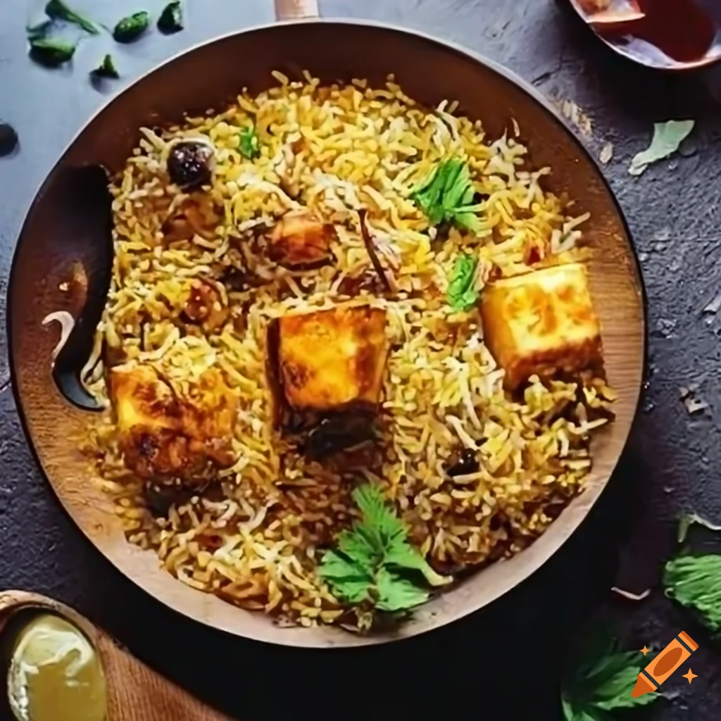 Delicious paneer 65 biryani dish on Craiyon