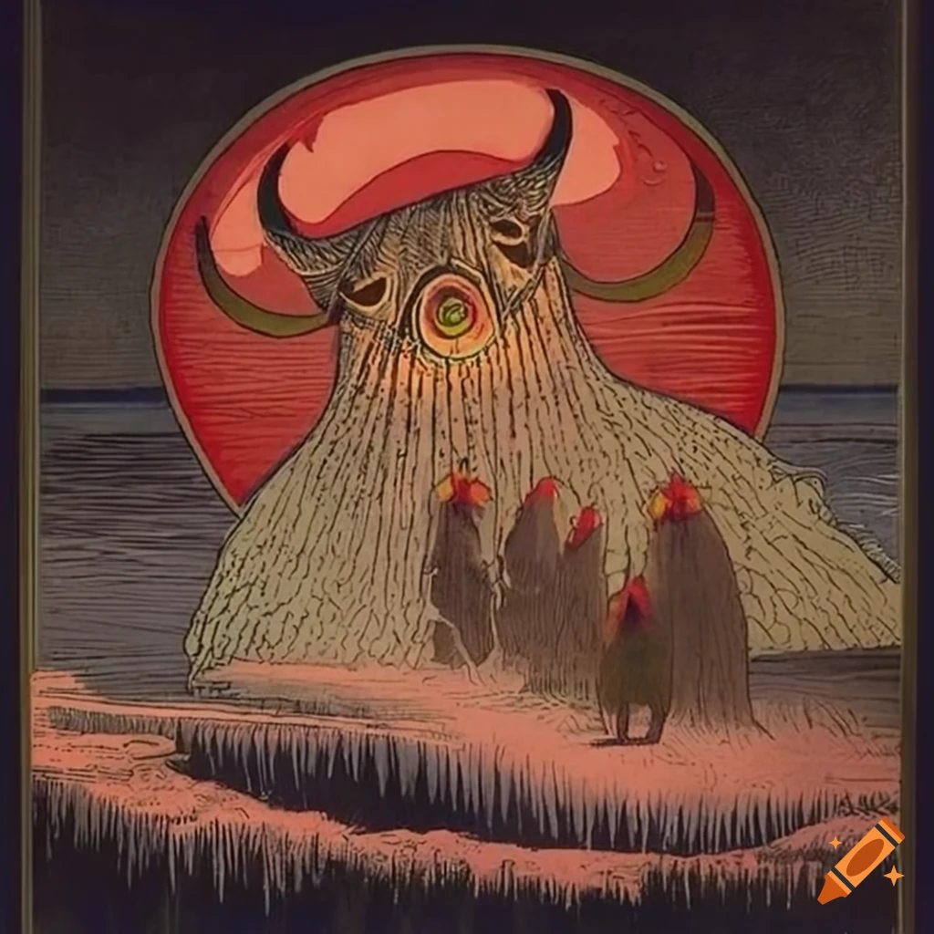 Colorful woodcut print inspired by native salish motifs and designs on ...