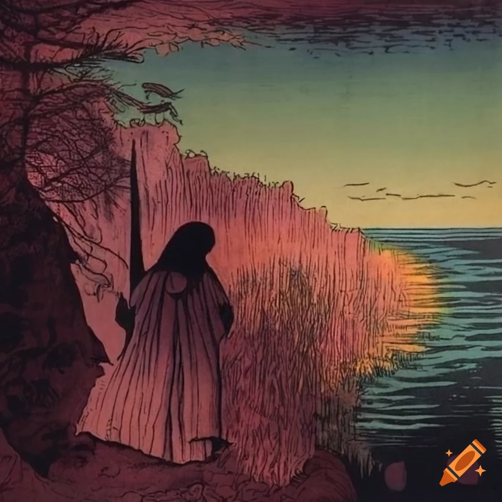 Colorful Japanese woodcut print inspired by native Salish creatures on ...