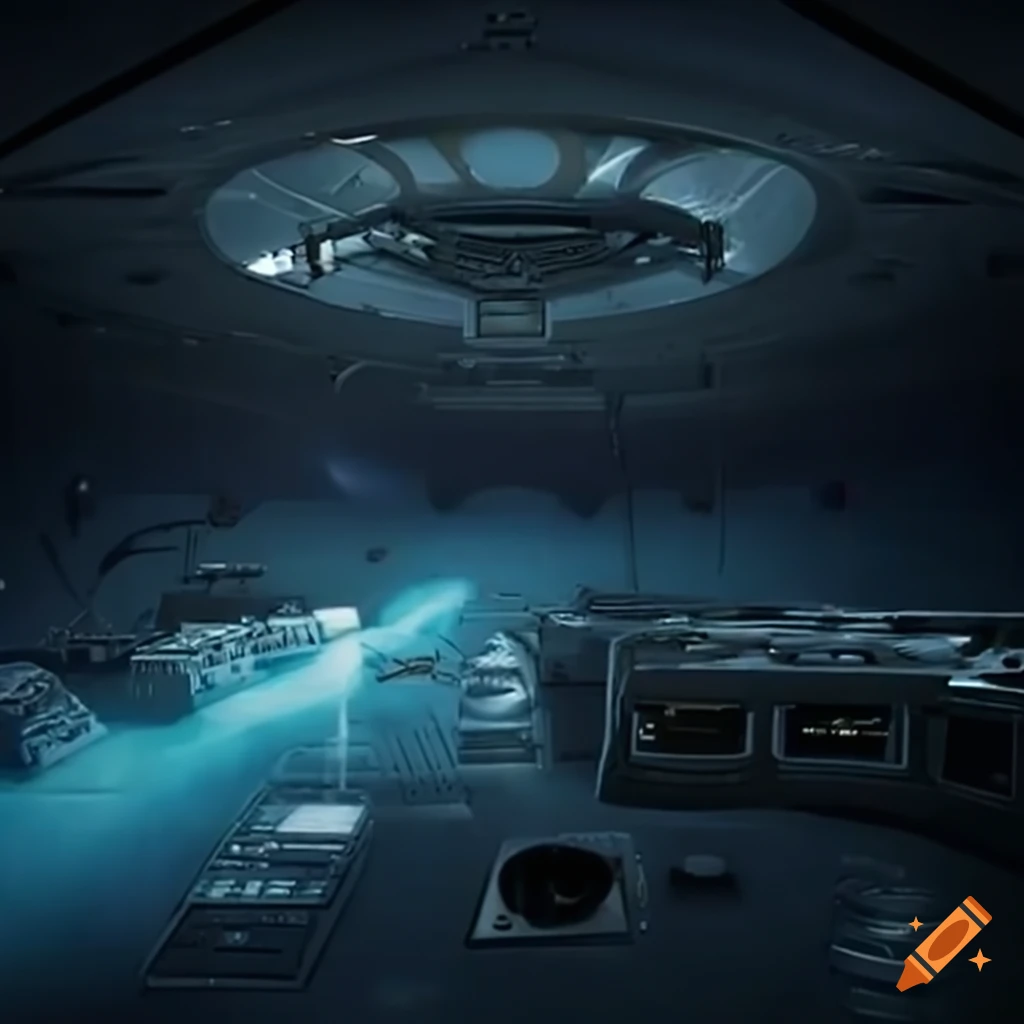 Ultrarealistic view of spaceship control room