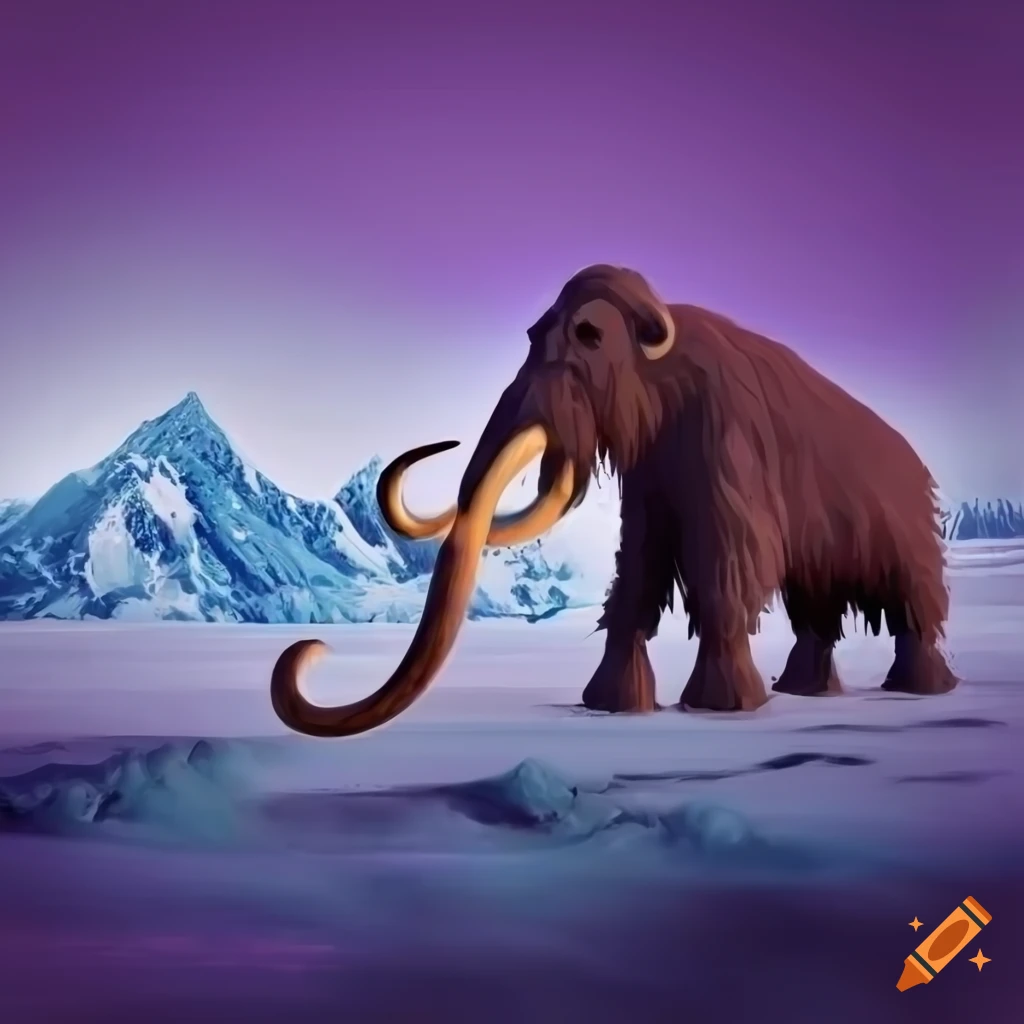 Mammoth with a pile of its poop in the background on Craiyon