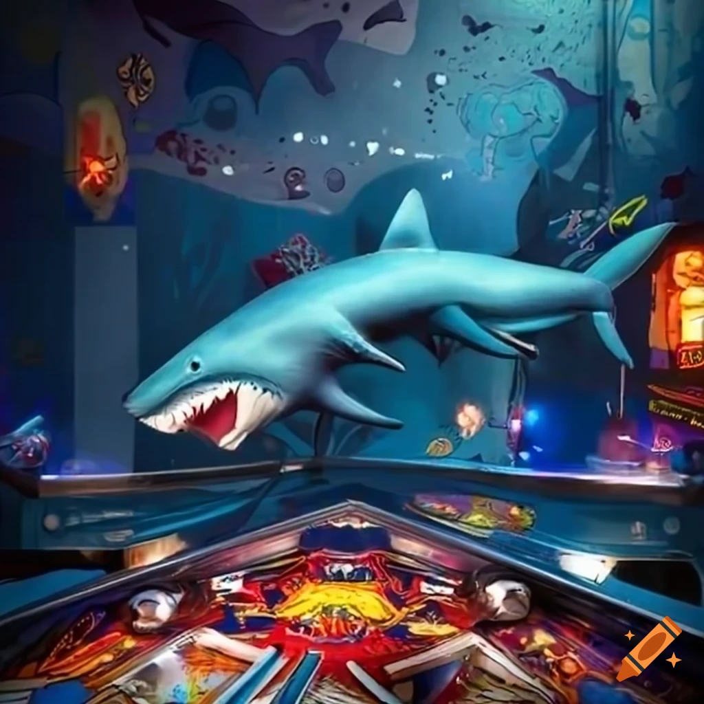Shark playing pinball game on Craiyon