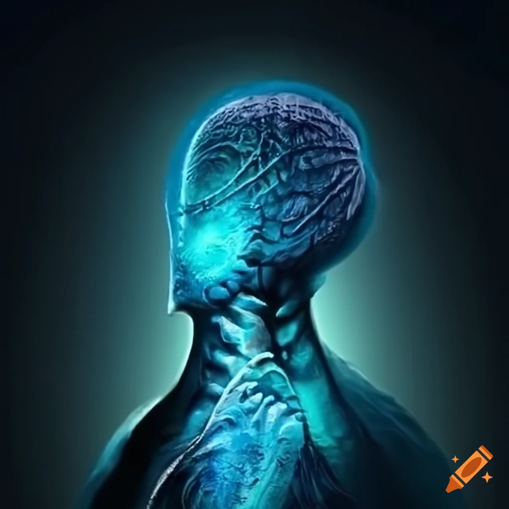 Realistic depiction of a biomechanical skull