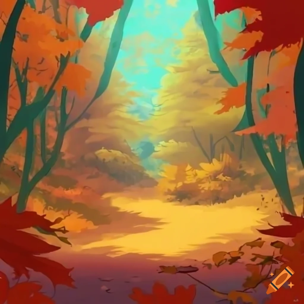 Autumn forest background with Studio Ghibli vibes on Craiyon