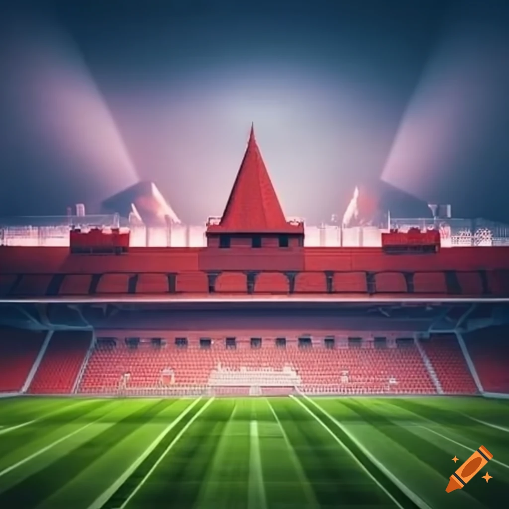 Concept of a soccer stadium in a forest castle