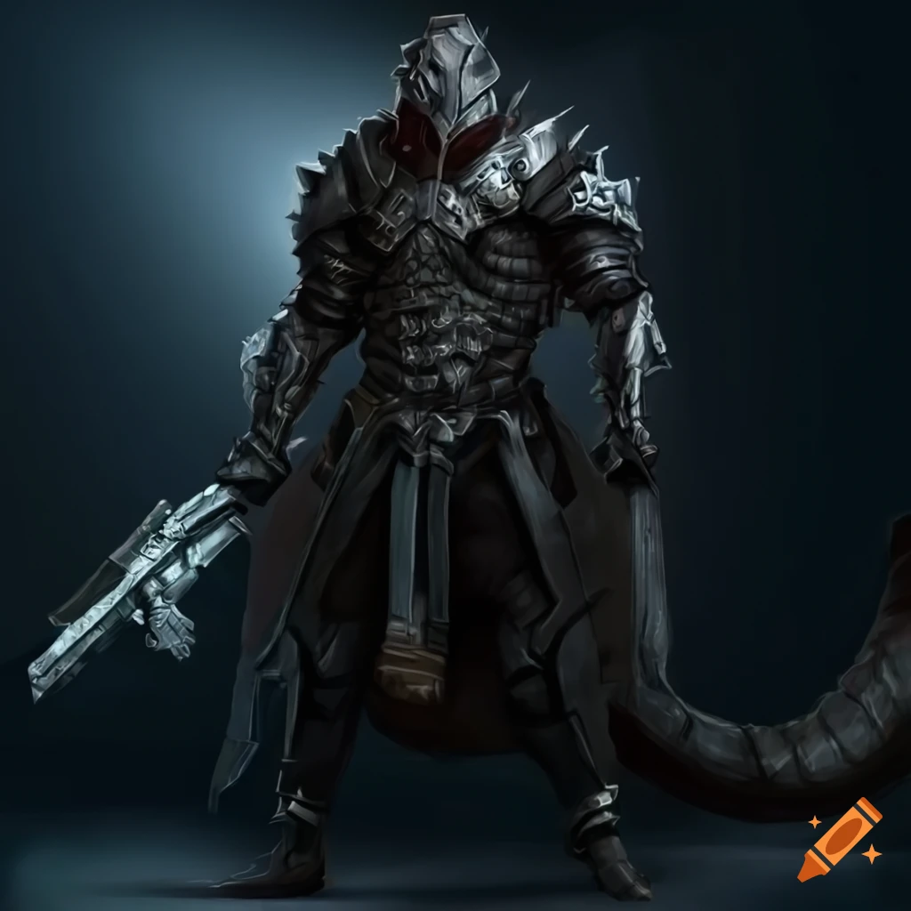 Image of a futuristic dragonborn with a gun