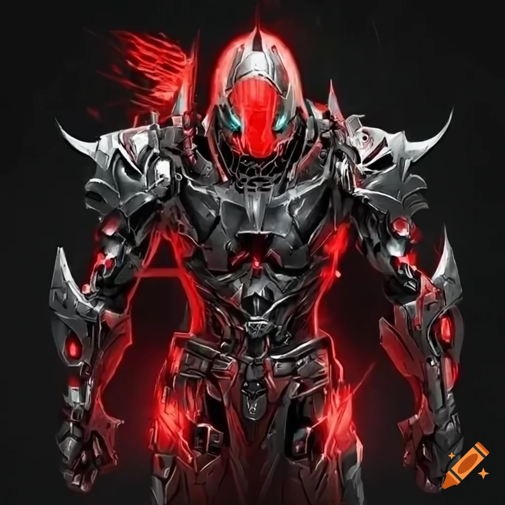 Cybernetic death knight ready for battle on Craiyon
