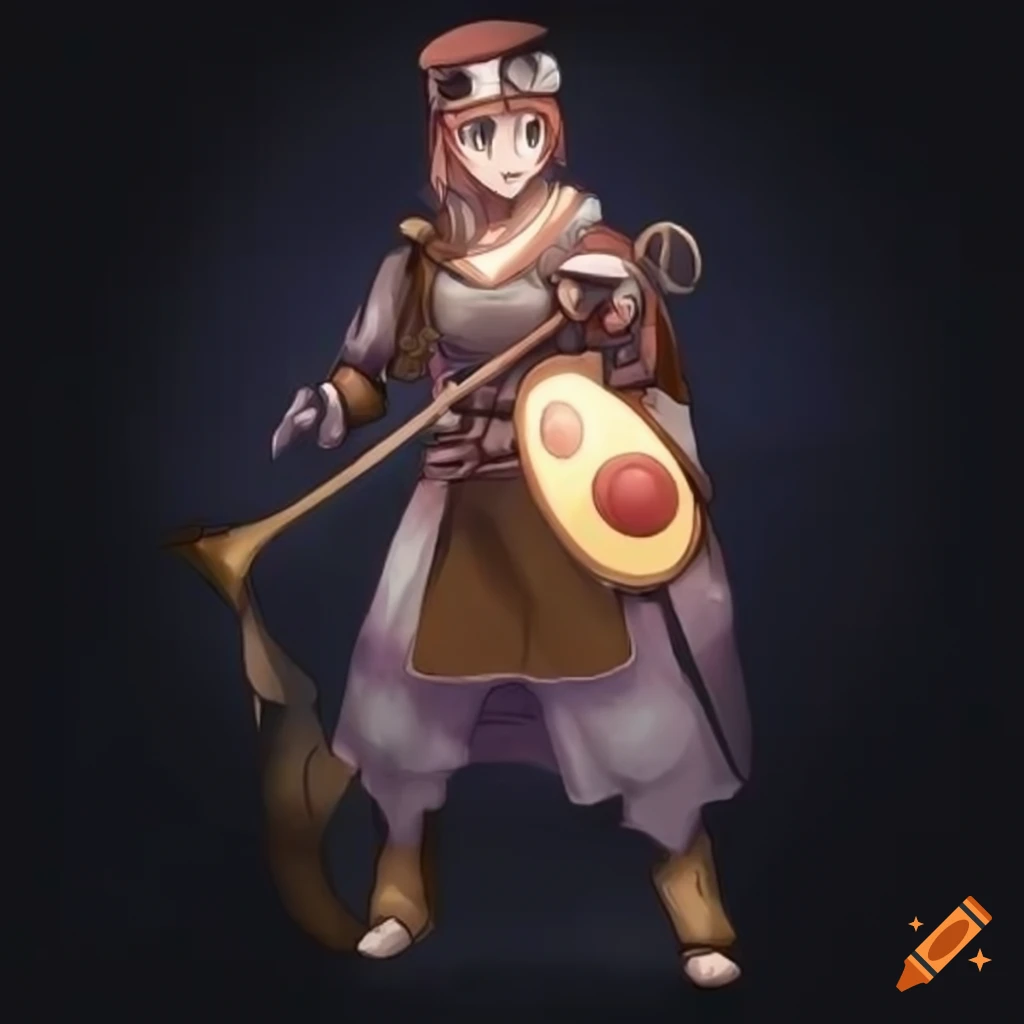 Detailed illustration of a medieval fantasy pokémon trainer