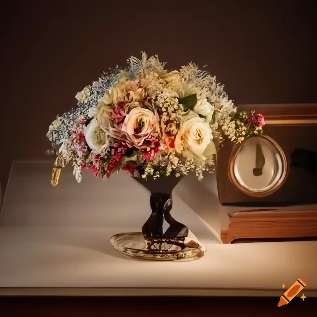 Blue transparent resin cube with encapsulated flower on table on Craiyon
