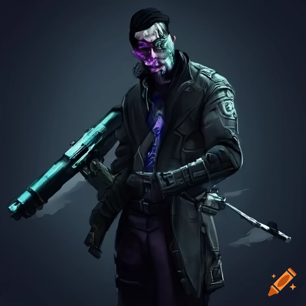 Cyberpunk man with guns on Craiyon