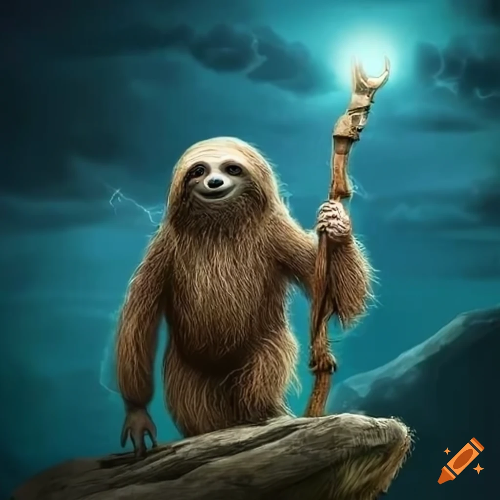Image of a sloth druid conjuring a storm