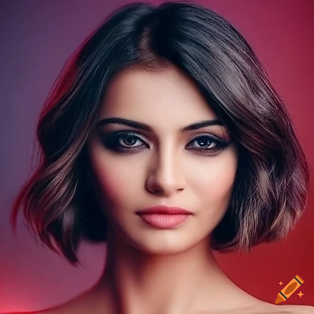 Closeup portrait of a stunning indian supermodel on Craiyon