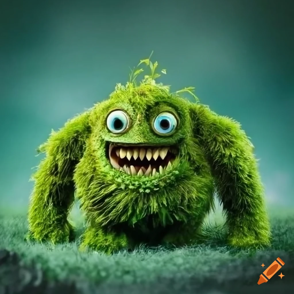 Cute mint green cartoon monster in an abstract style on Craiyon