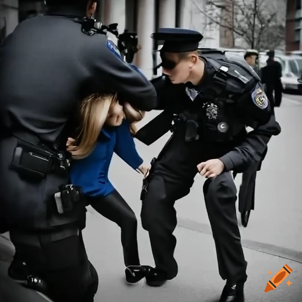 Police officers detaining a person