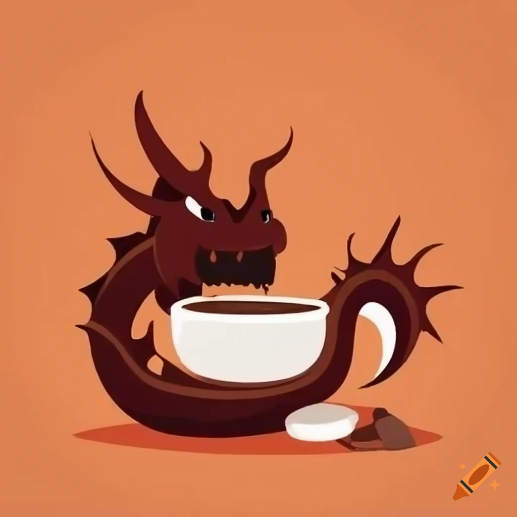 Minimalist dragon enjoying coffee on Craiyon