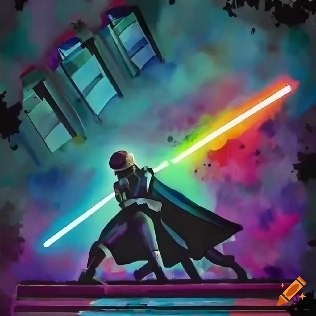 Epic lightsaber duel in the jedi temple on Craiyon