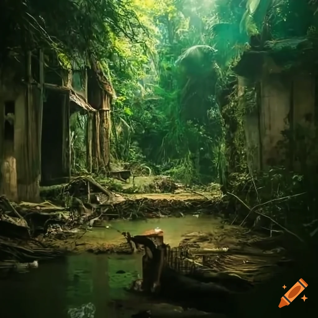 Abandoned village in the jungle of vietnam on Craiyon