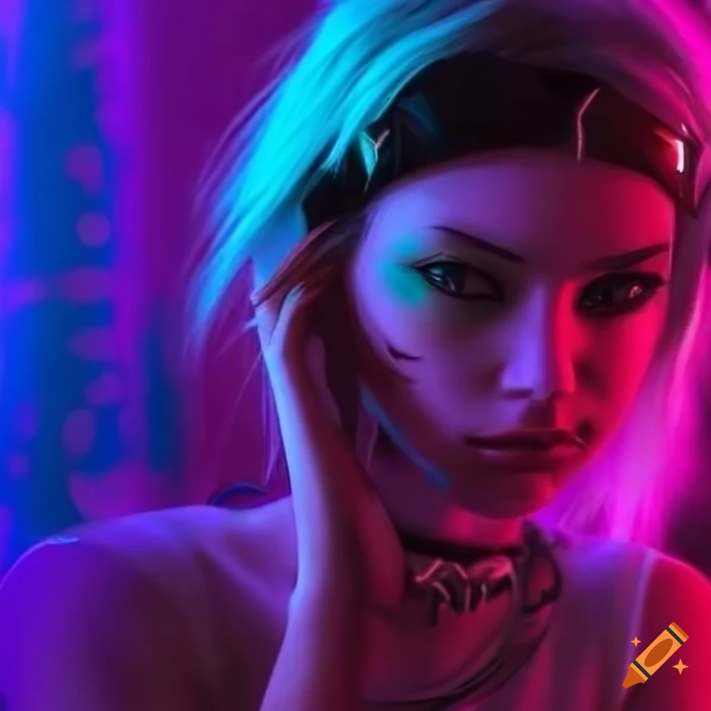 Neon cyberpunk girl