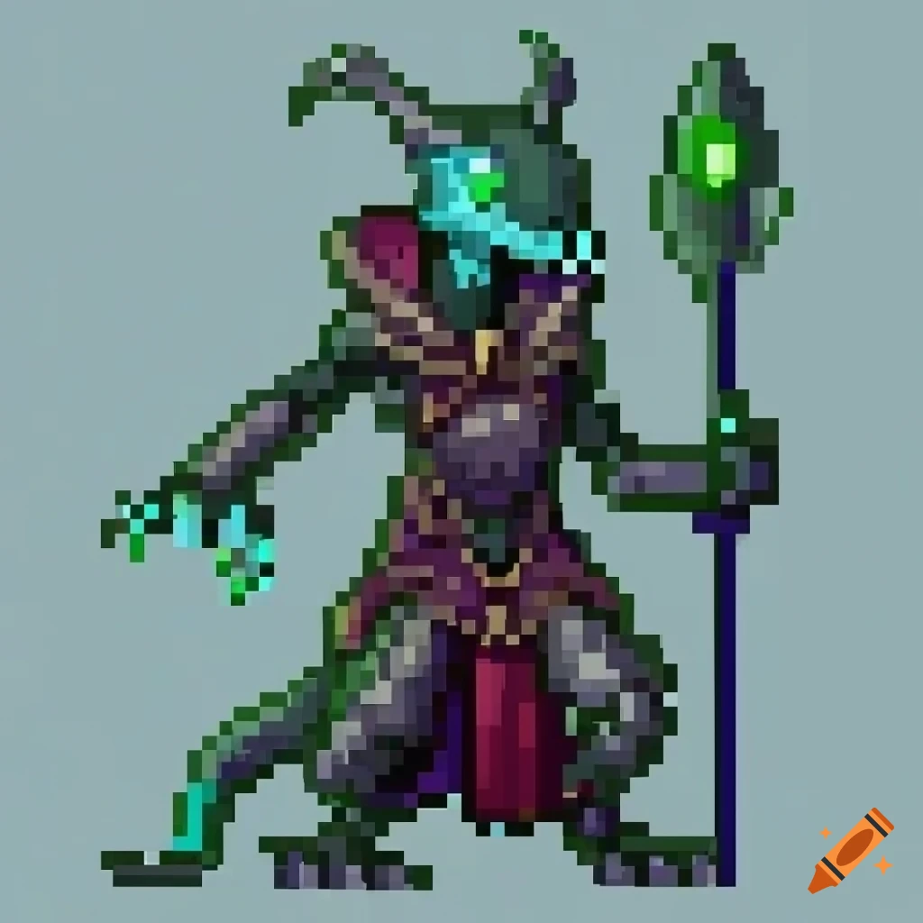 Pixel art of a kobold lich on Craiyon