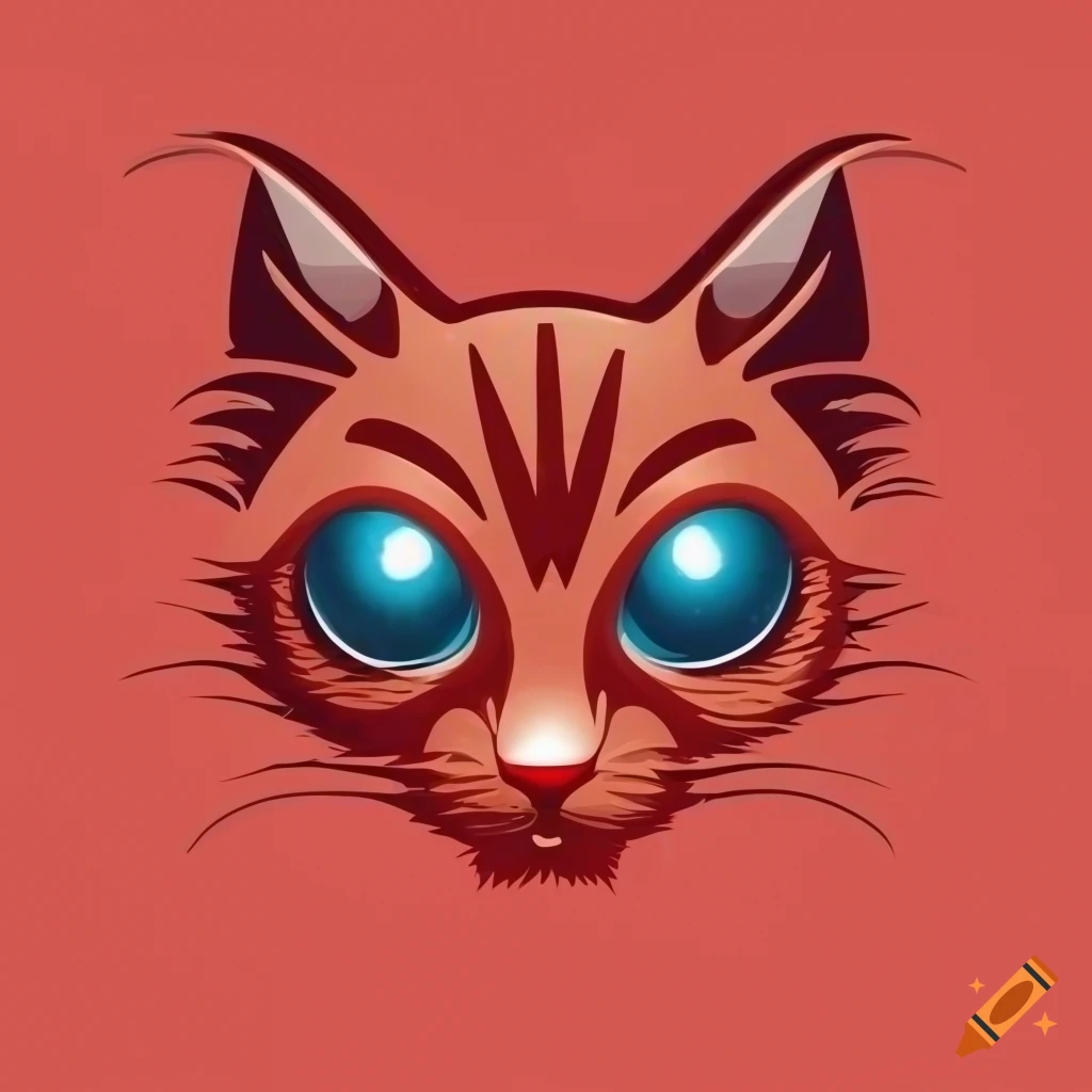 Red cat logo in flat 2d style on Craiyon