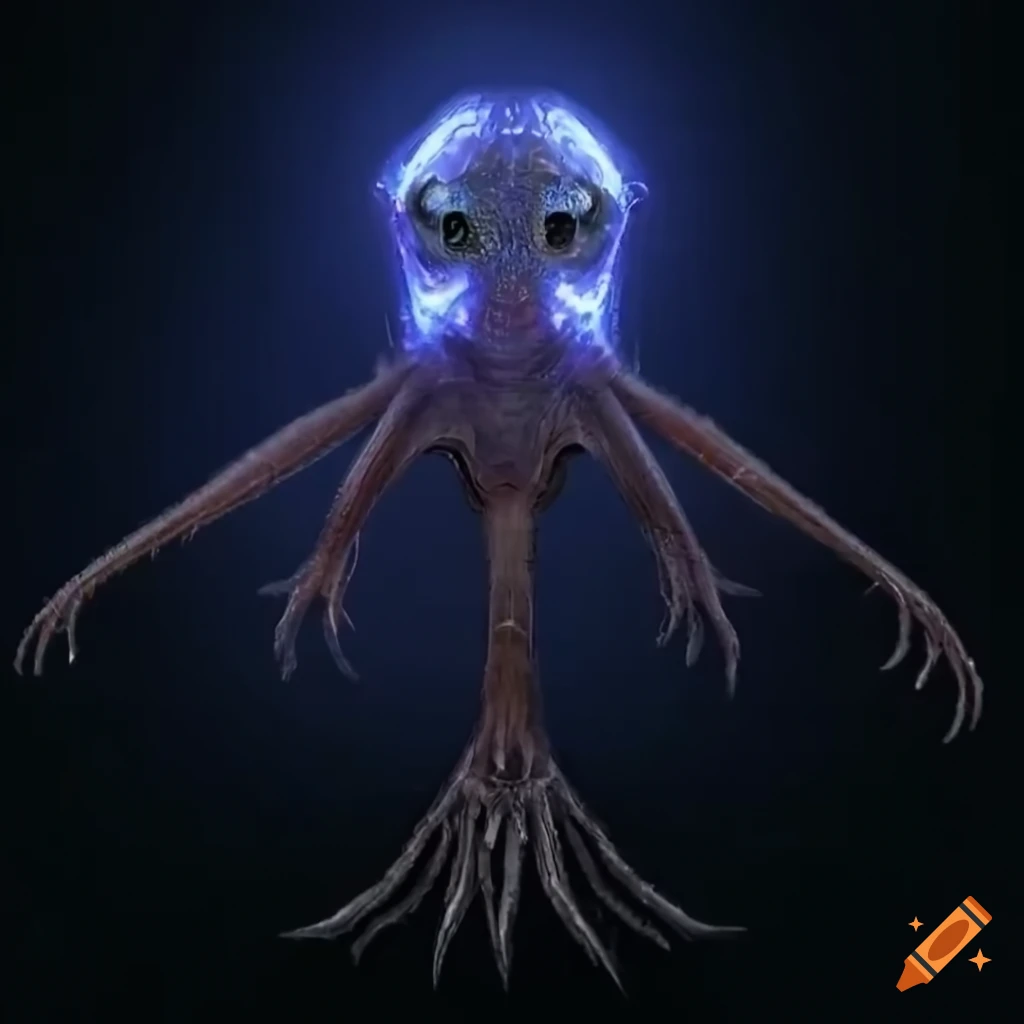 Sapient alien creature with spherical bodies and cilia projections on ...