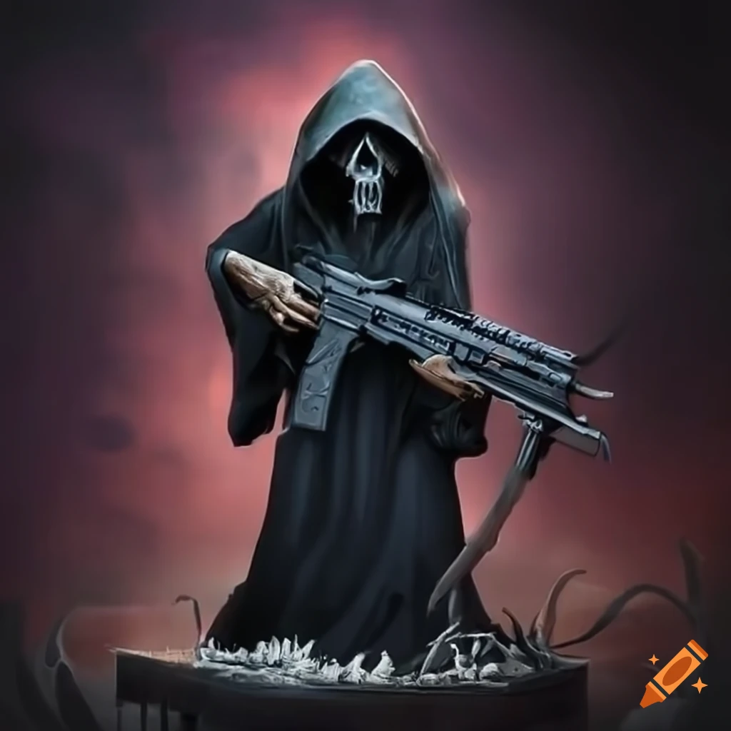 Reaper with a rifle on Craiyon