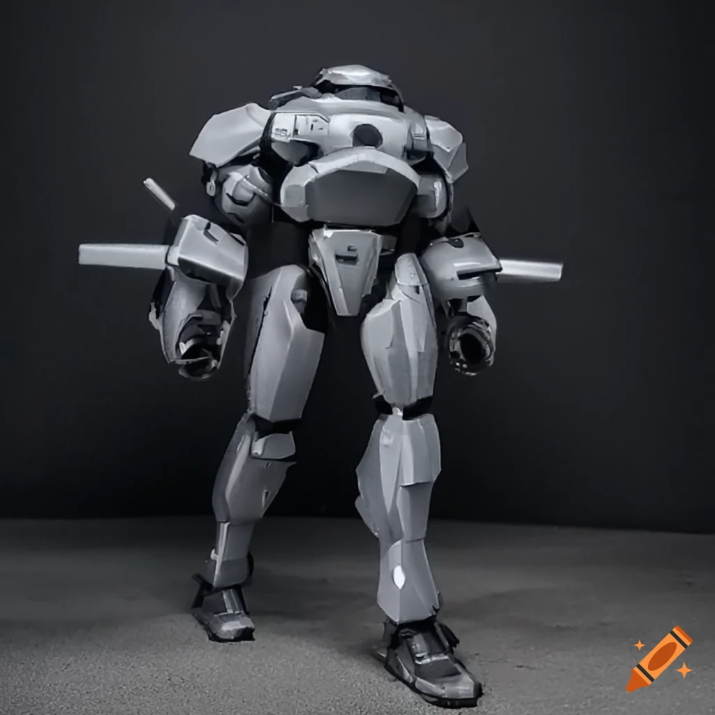 Grey mecha walking on the beach on Craiyon