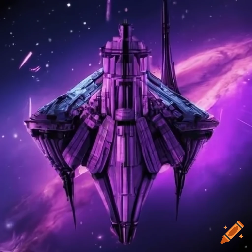 Purple futuristic world with star wars inspired wings on Craiyon