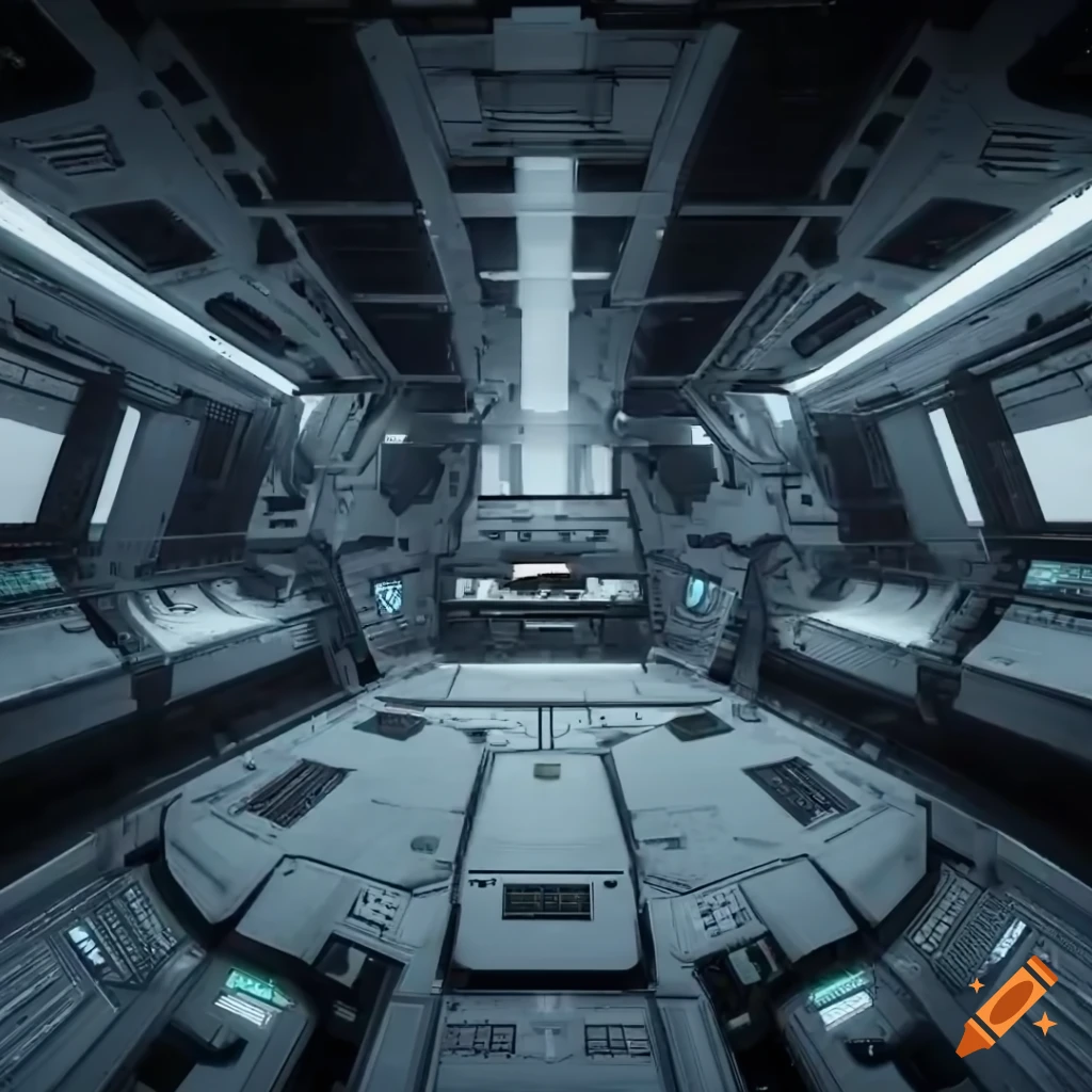 Inside view of a spaceship's control room on Craiyon