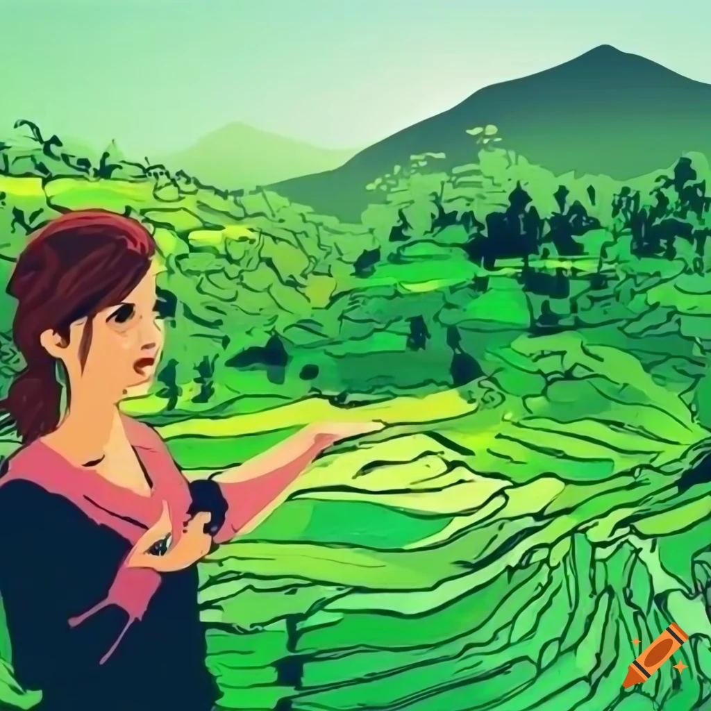 Southeast asian rice terraces in golden hour on Craiyon