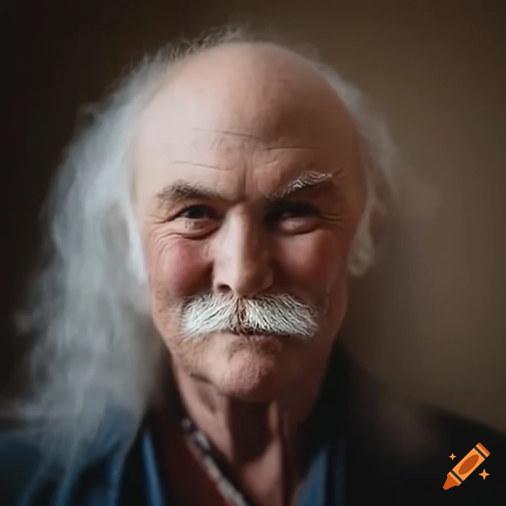 Detailed portrait of david crosby smiling