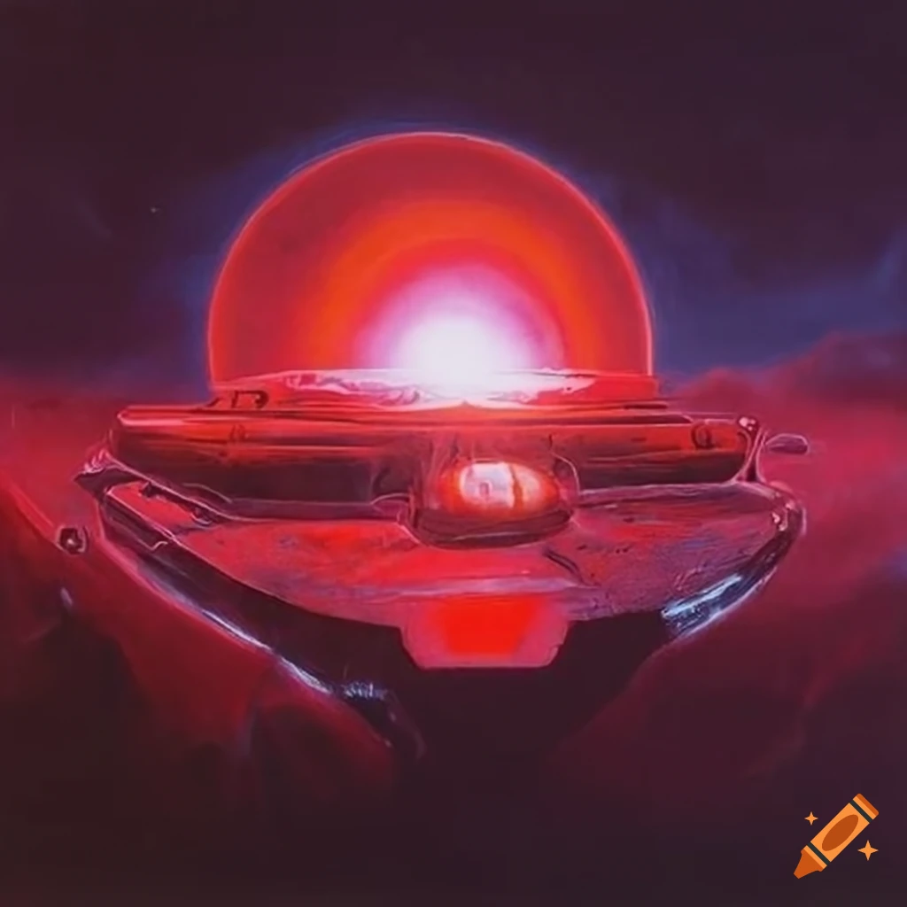 Red lightspeed sci-fi artwork on Craiyon