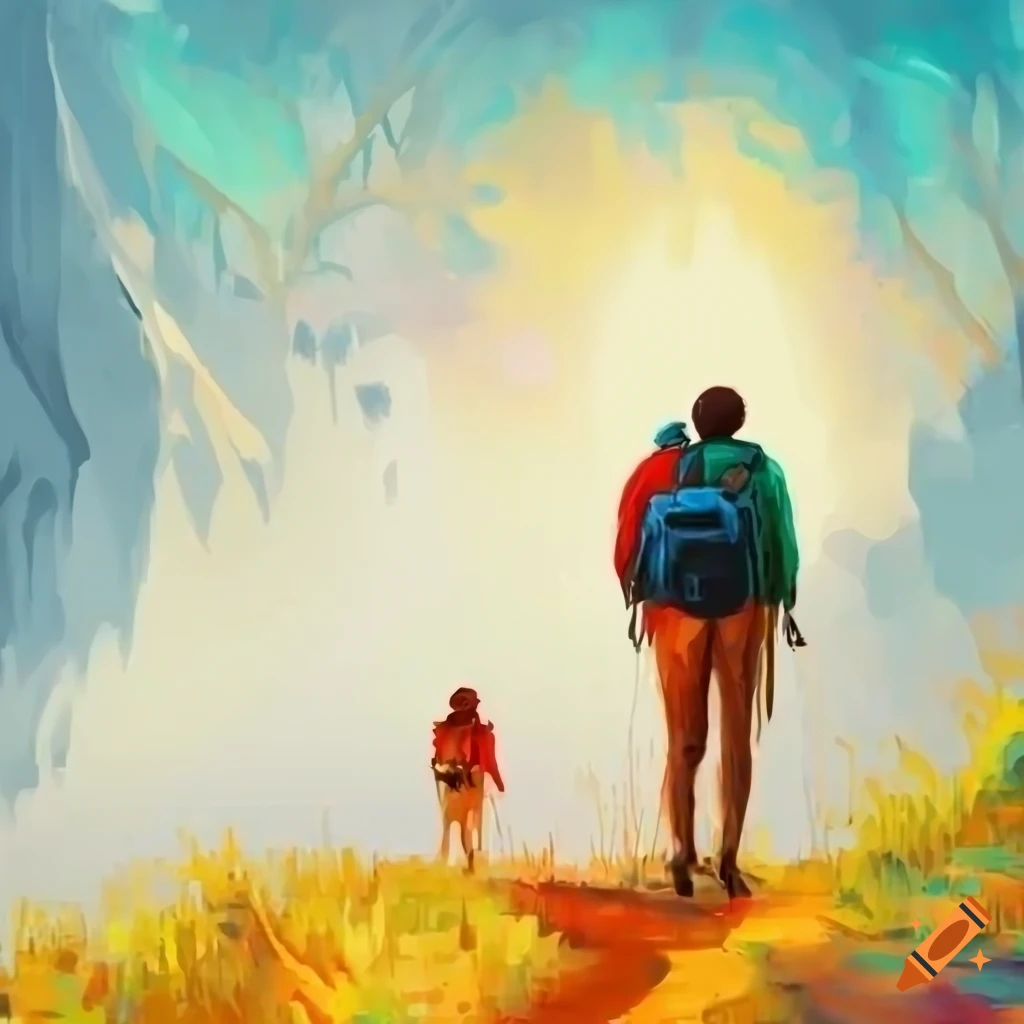 Person walking on a trail on Craiyon