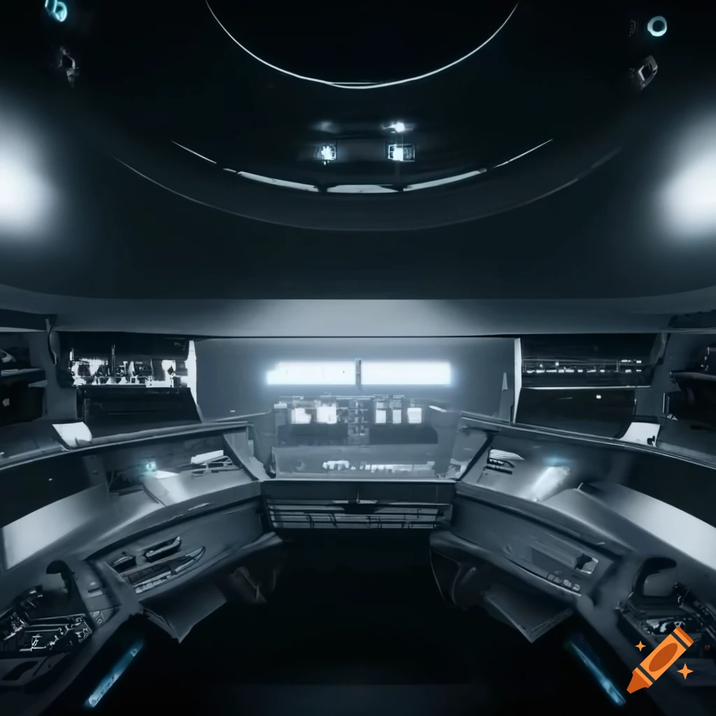 Sci-fi spaceship control room with aliens operating computers on Craiyon