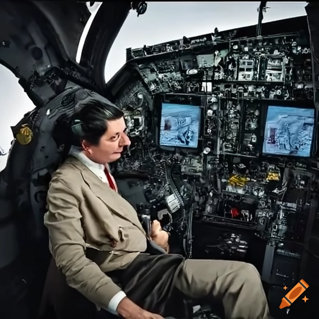 Mr. Bean in a fighter jet on Craiyon