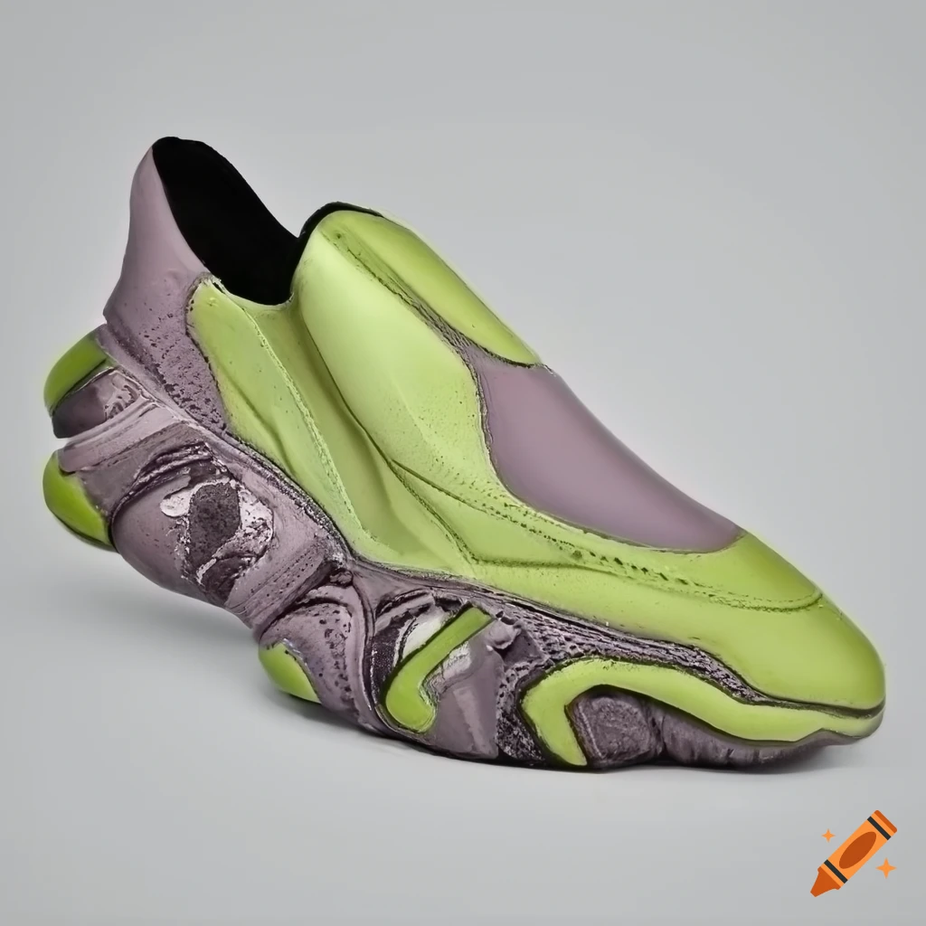 Futuristic alien boulder slip on shoe on white background on Craiyon