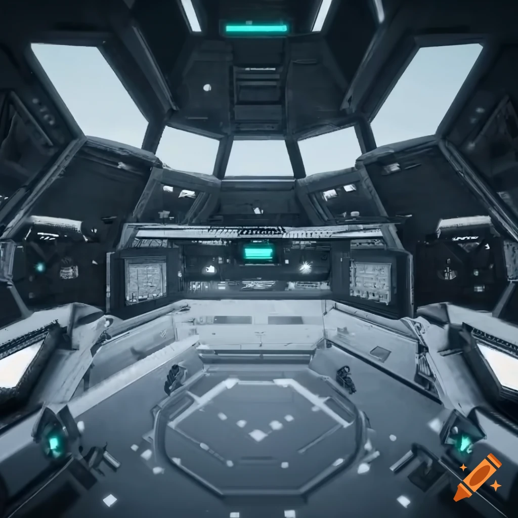 View of a futuristic spaceship control room on Craiyon