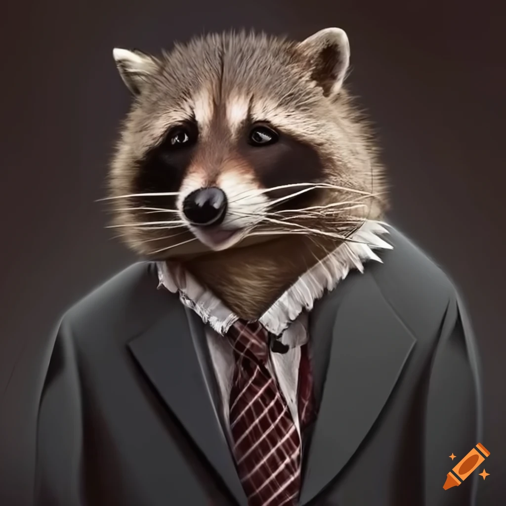 Racoon wearing a suit on Craiyon