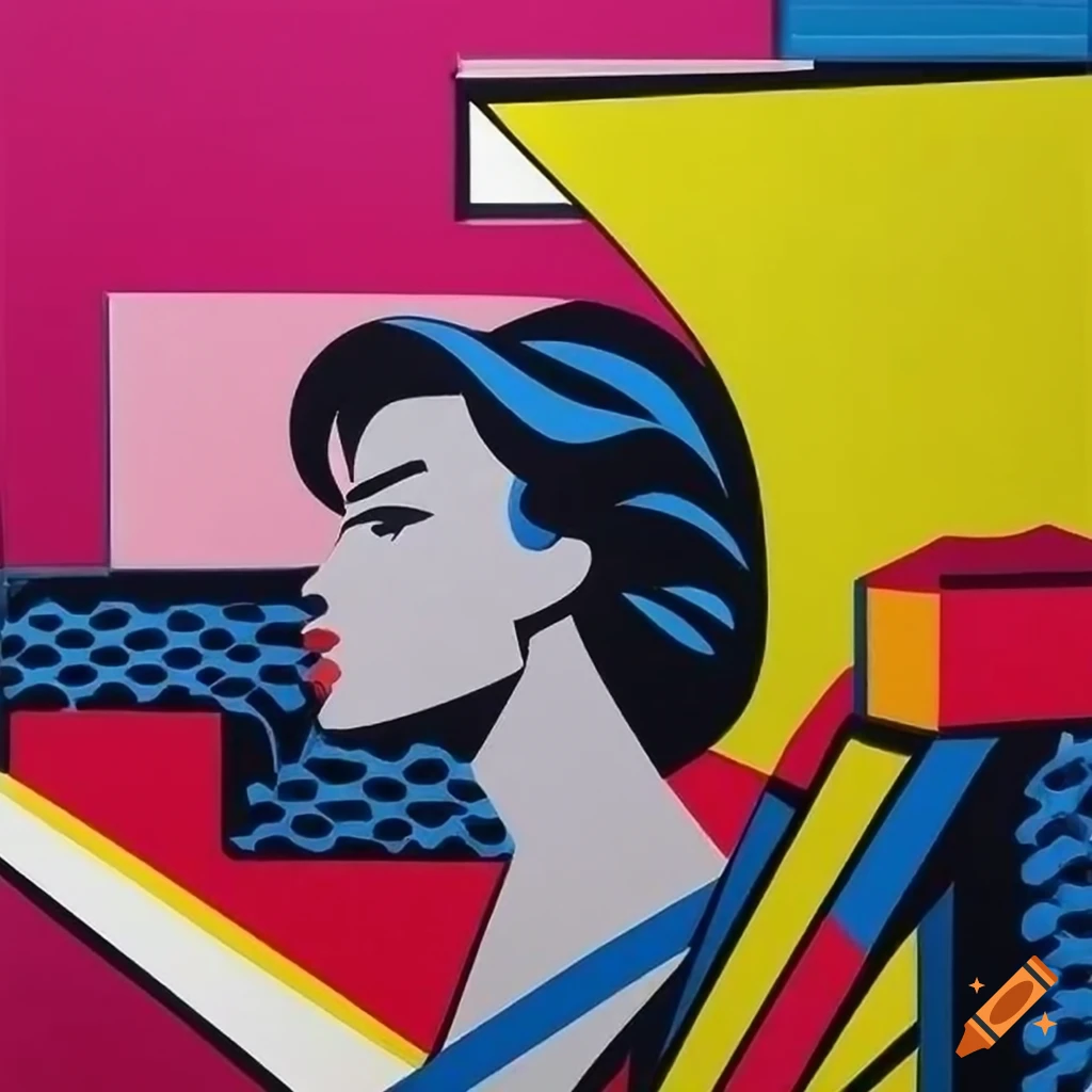 Abstract pop art painting with bold lines