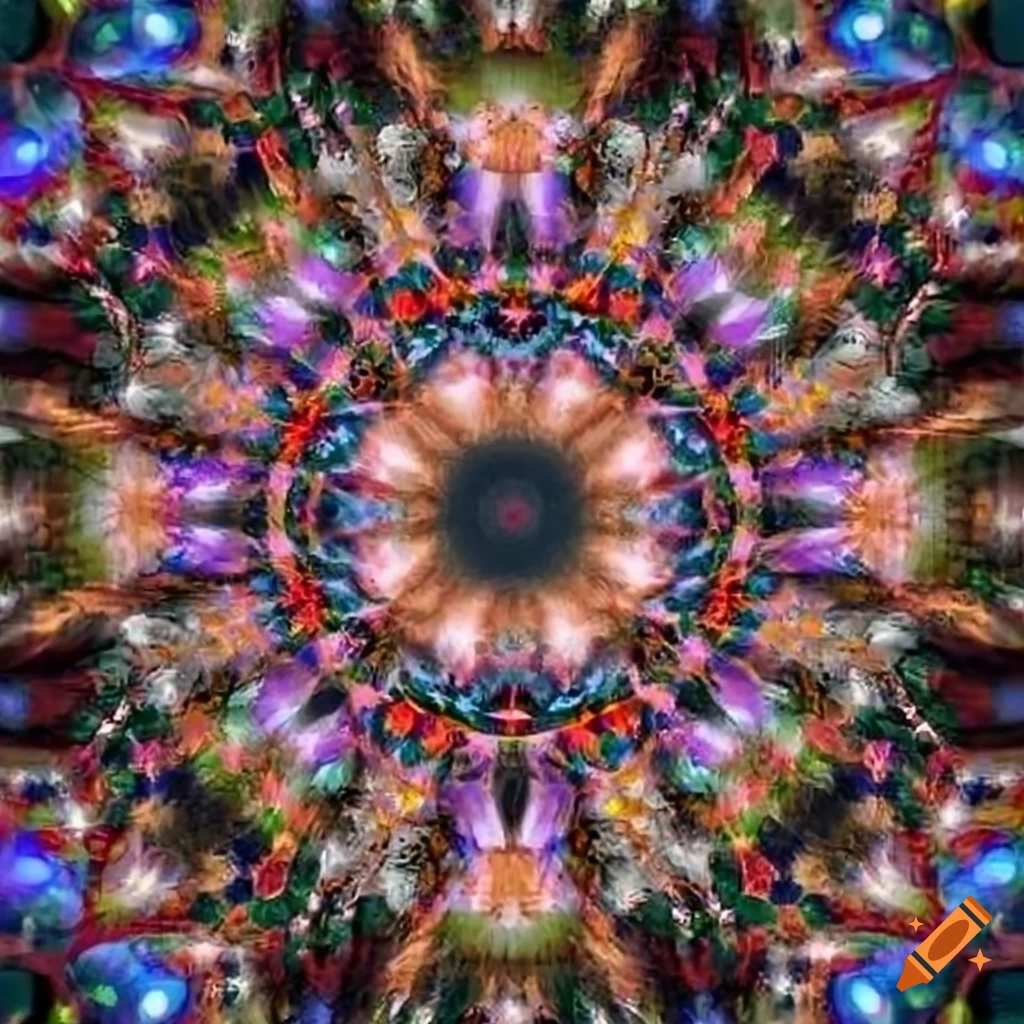 Kaleidoscope image with lion and lamb