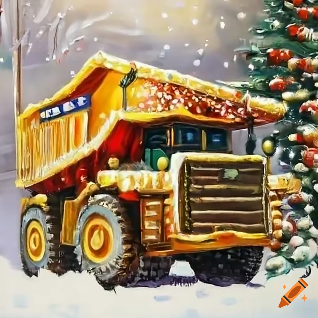 Komatsu haul truck hauling christmas trees