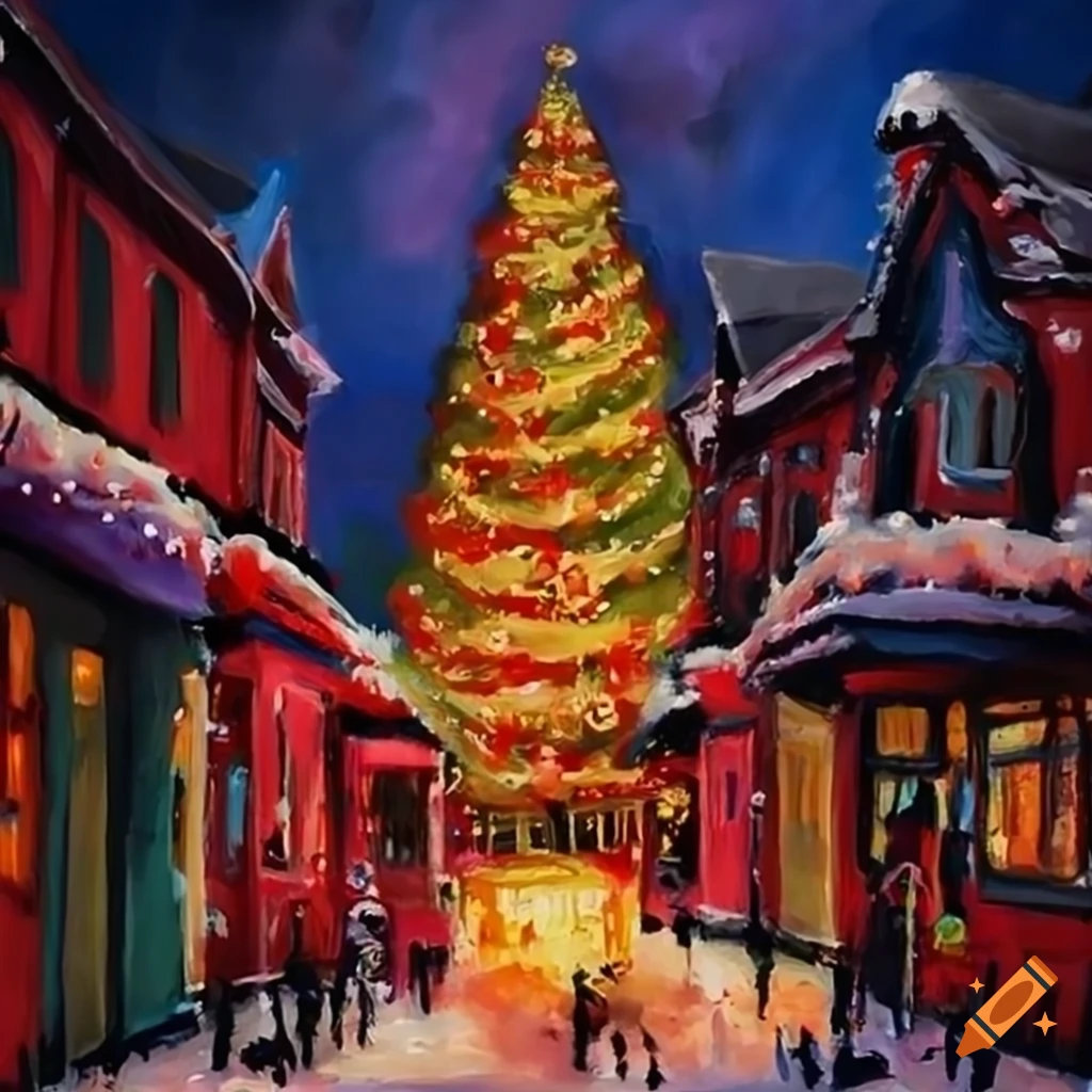 Christmas town painting on Craiyon