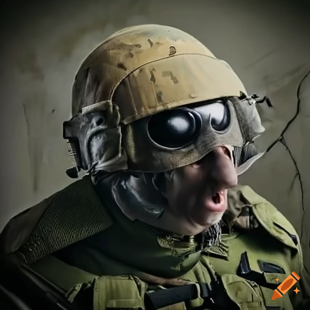 Image of a rat in military gear in an underground bunker