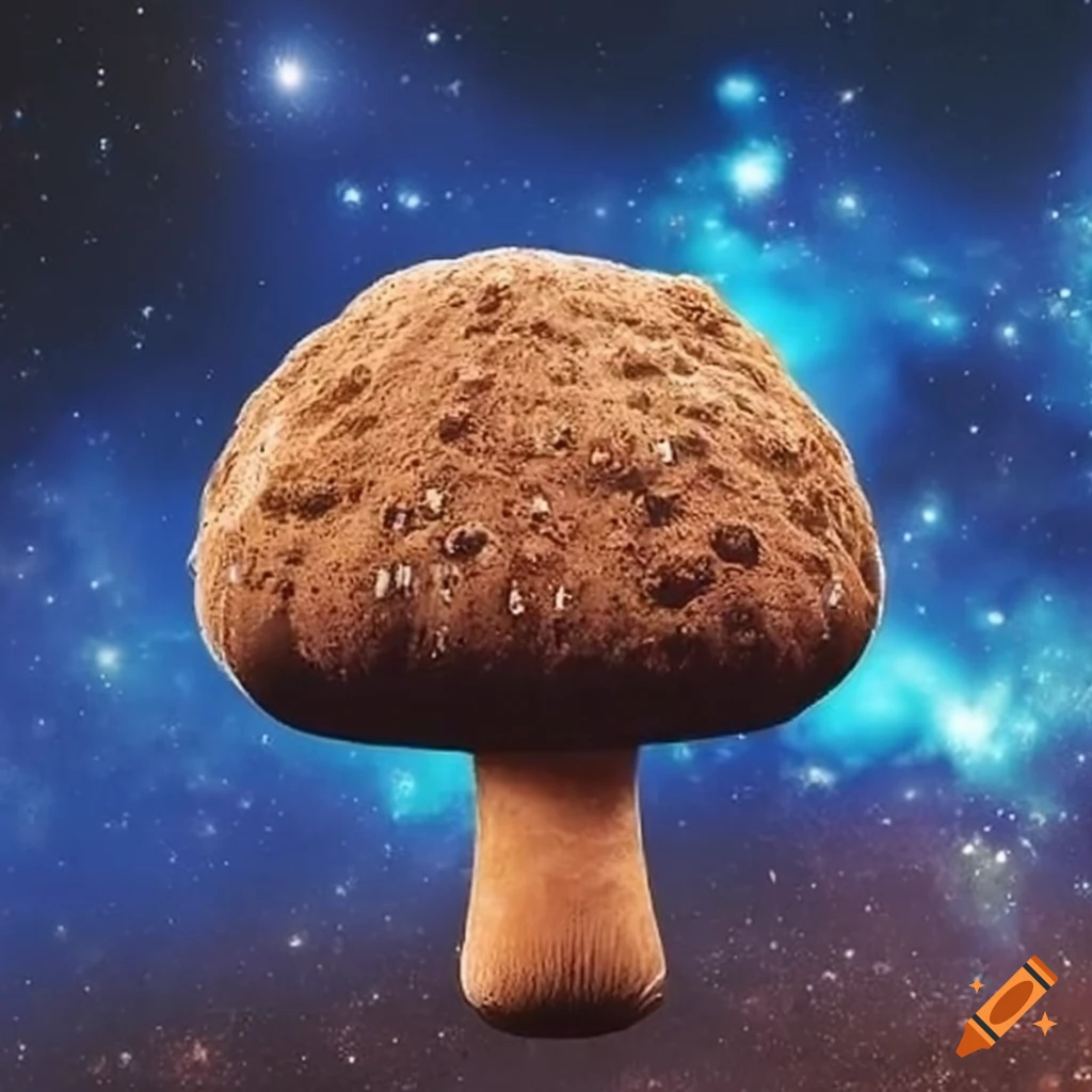 Fantasy artwork of a mushroom-shaped planet in space