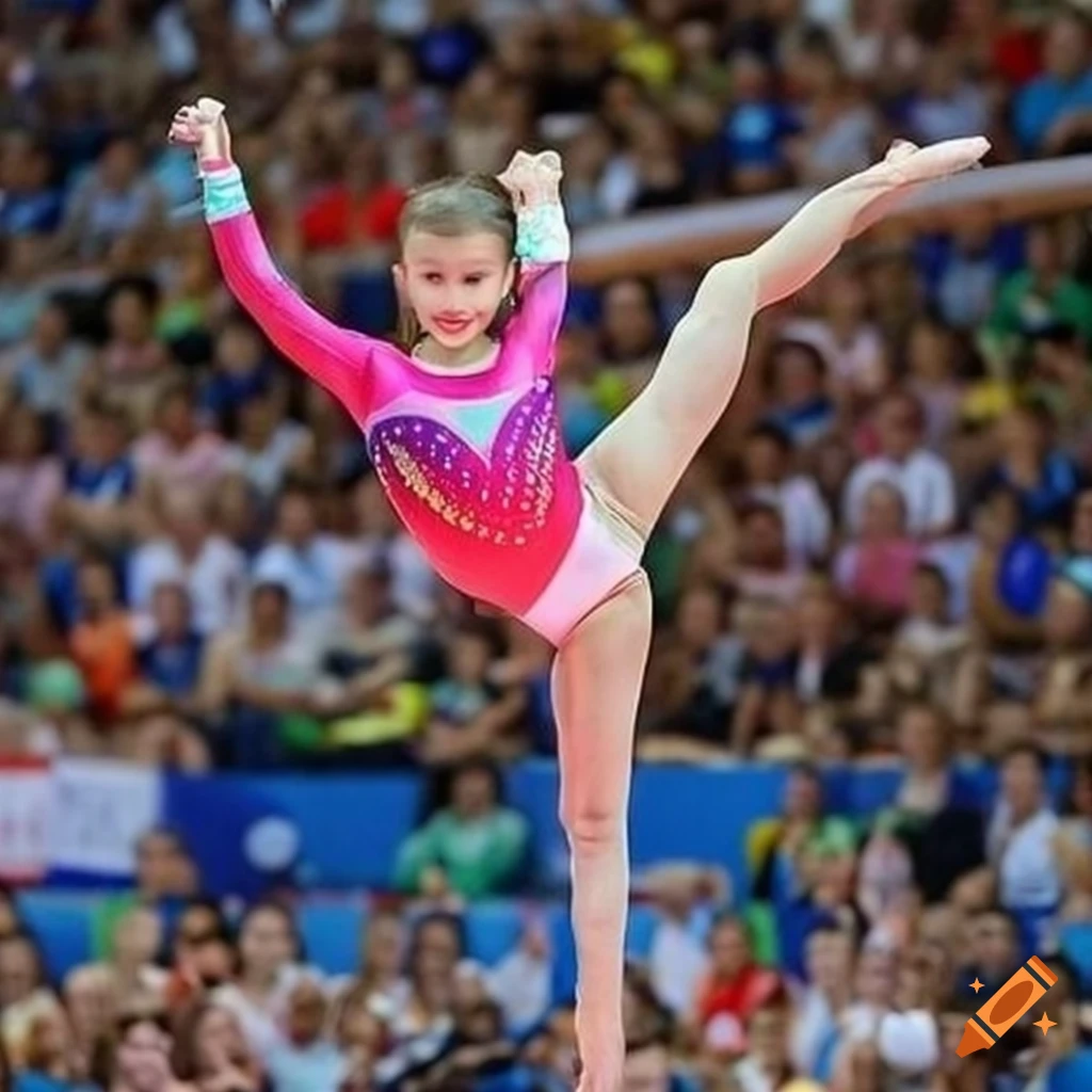 Russian kids gymnast performing on the beam on Craiyon