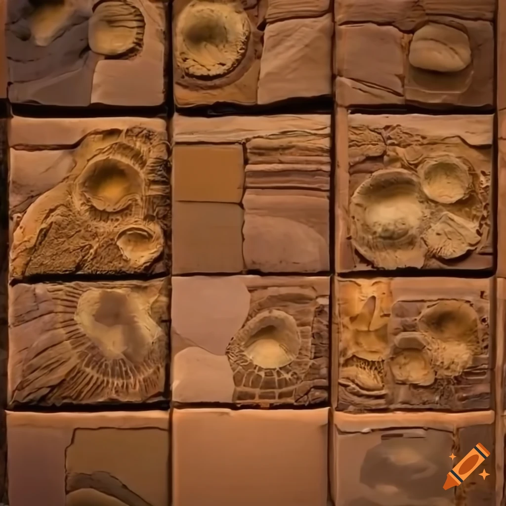 Top down view of sandstone with fossil patterns on Craiyon