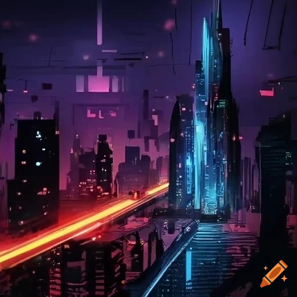 Cyber cityscape on Craiyon