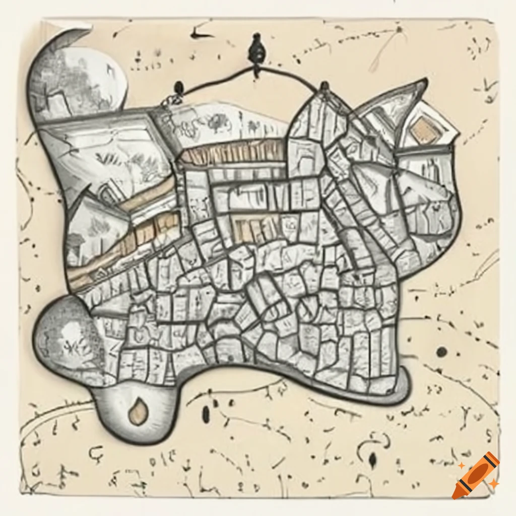 Intricately detailed medieval city map with circular design and central ...