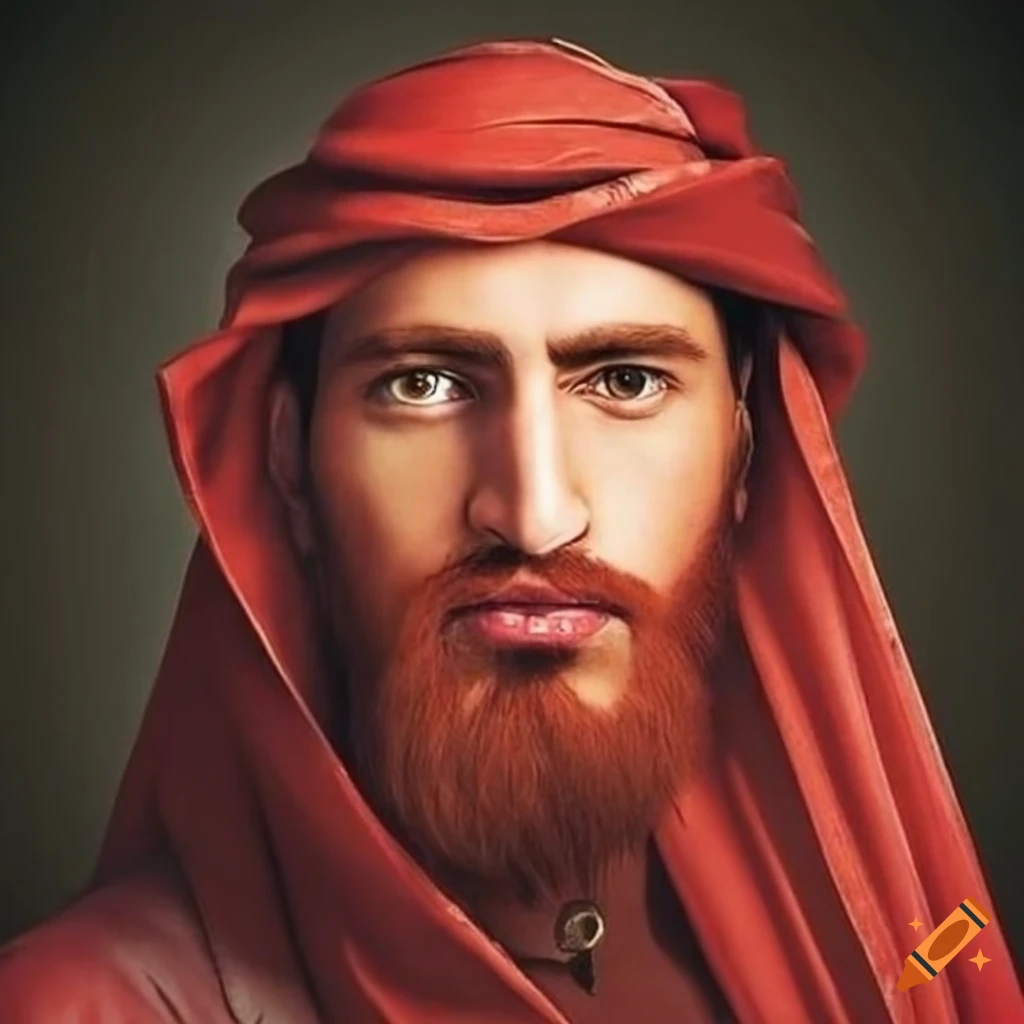 Chechen man in side profile wearing a white muslim prayer hat on Craiyon